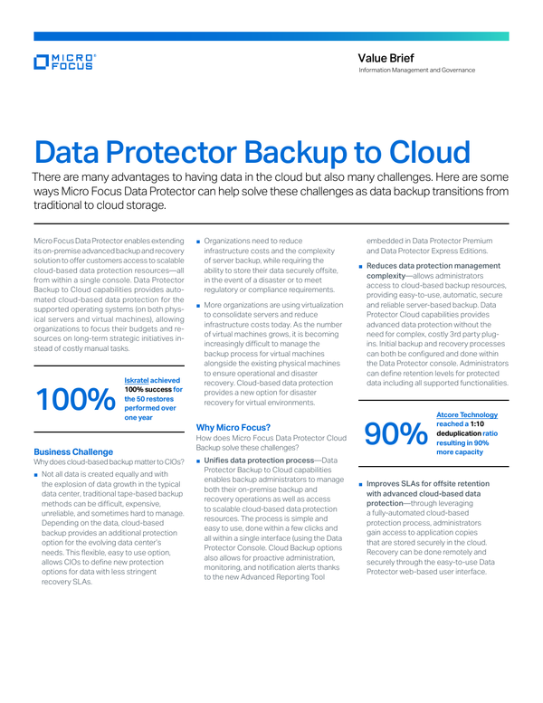 OpenText Data Protector Backup To Cloud Value Brief