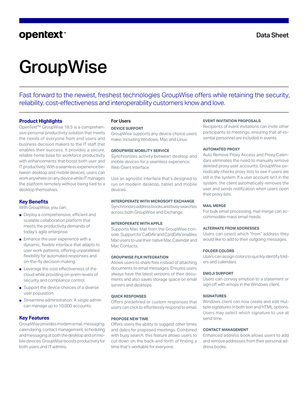 GroupWise Datasheet