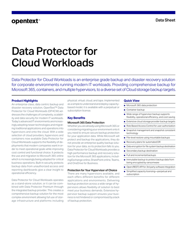 Data Protector for Cloud Workloads Data Sheet