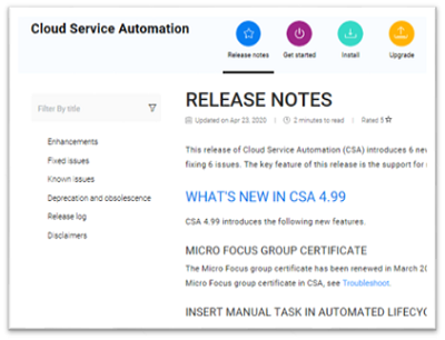 See What's New In CSA 4.99