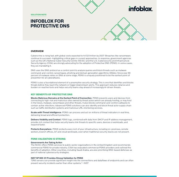 [Solution Note] Infoblox For Protective DNS