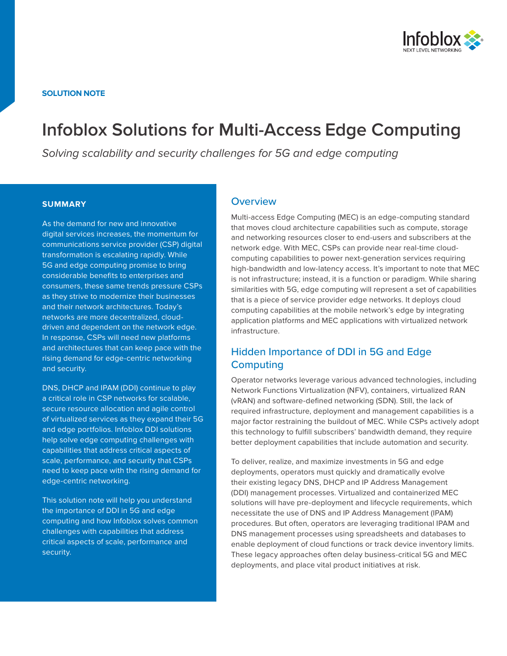 [Solution Note] Infoblox Solutions for Multi-Access Edge Computing