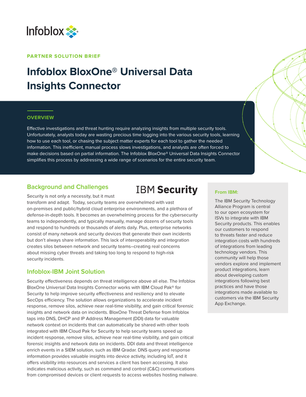 Infoblox BloxOne® Universal Data Insights Connector