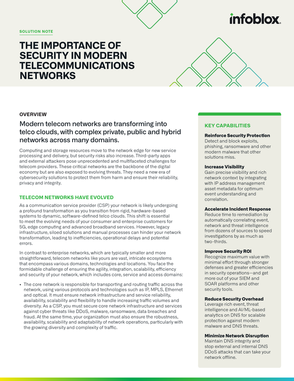 The Importance of Security in Modern Telecommunications Networks | Infoblox
