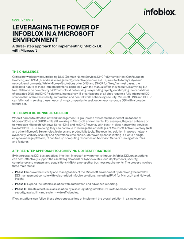 [Solution Note] Leveraging the Power of Infoblox in a Microsoft Environment