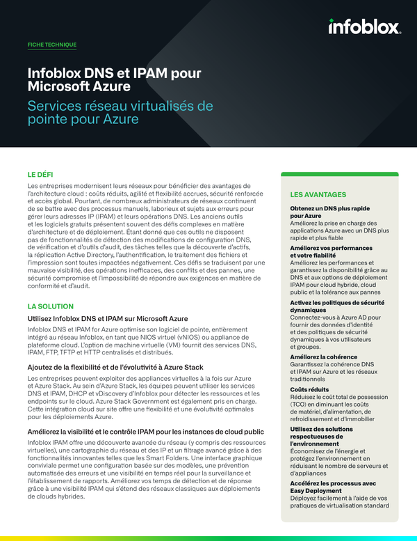 Infoblox DNS et IPAM pour Microsoft Azure