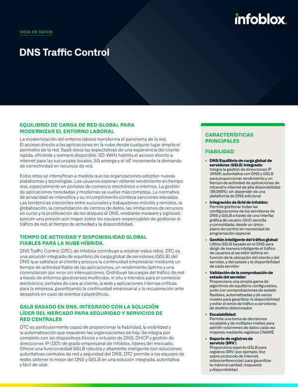 Infoblox DNS Traffic Control