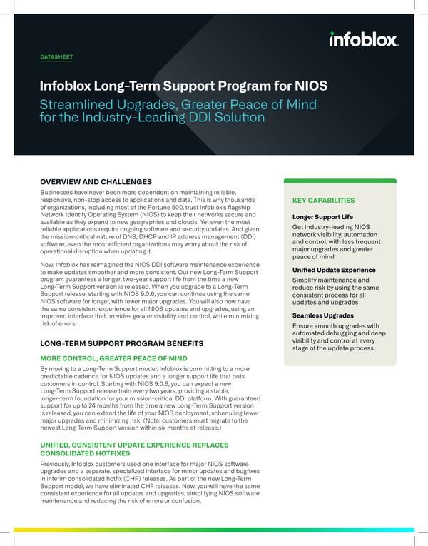 [Datasheet] Infoblox Long Term Support Program For NIOS