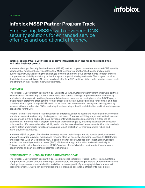 [Datasheet] Infoblox MSSP Partner Program Track
