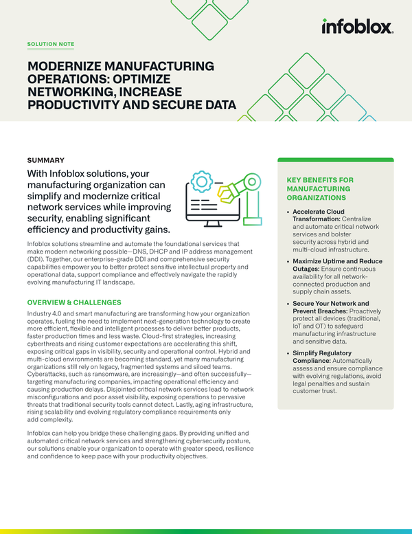 Modernize Manufacturing Operations: Optimize Networking, Increase ...