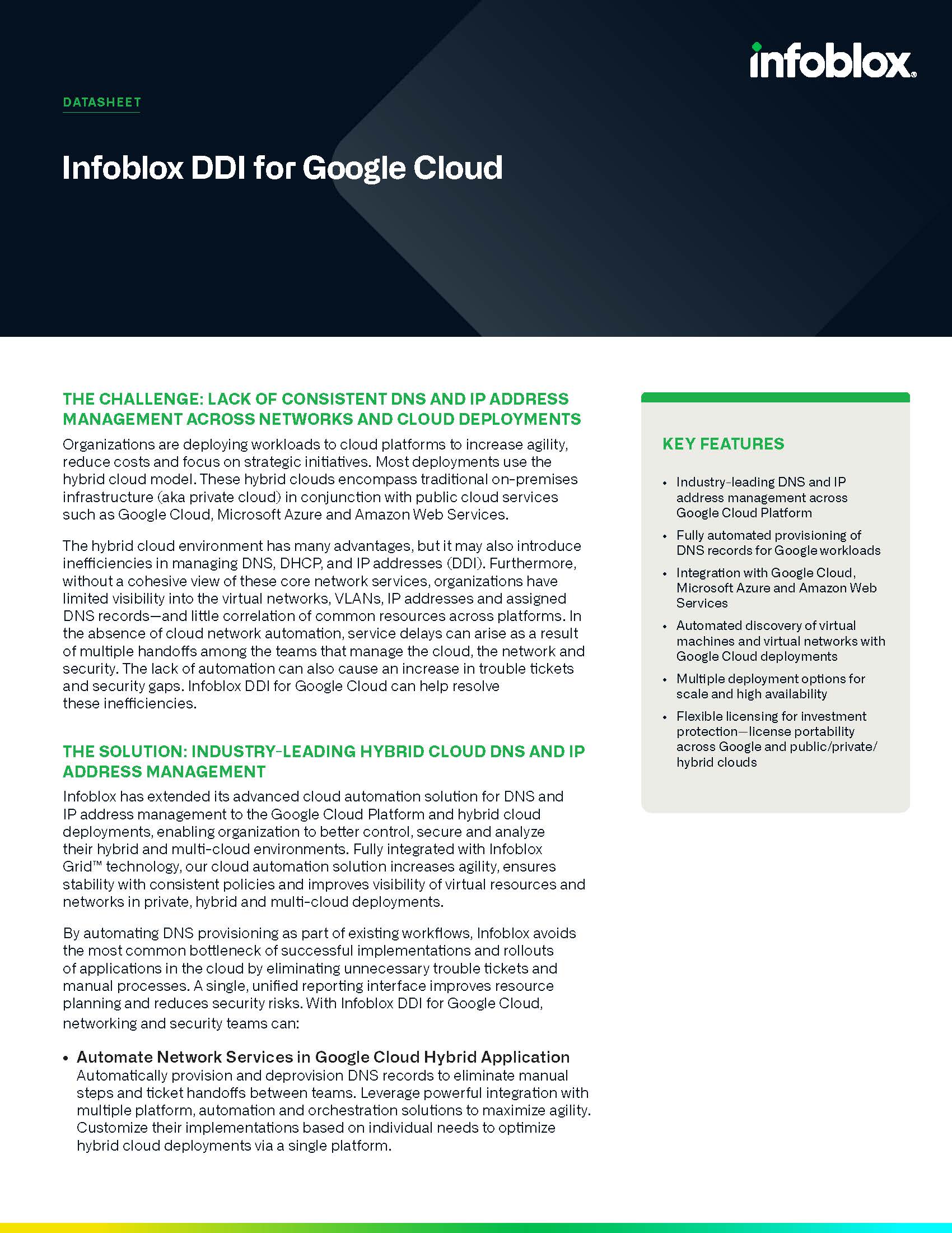 [Datasheet] Infoblox DDI for Google Cloud