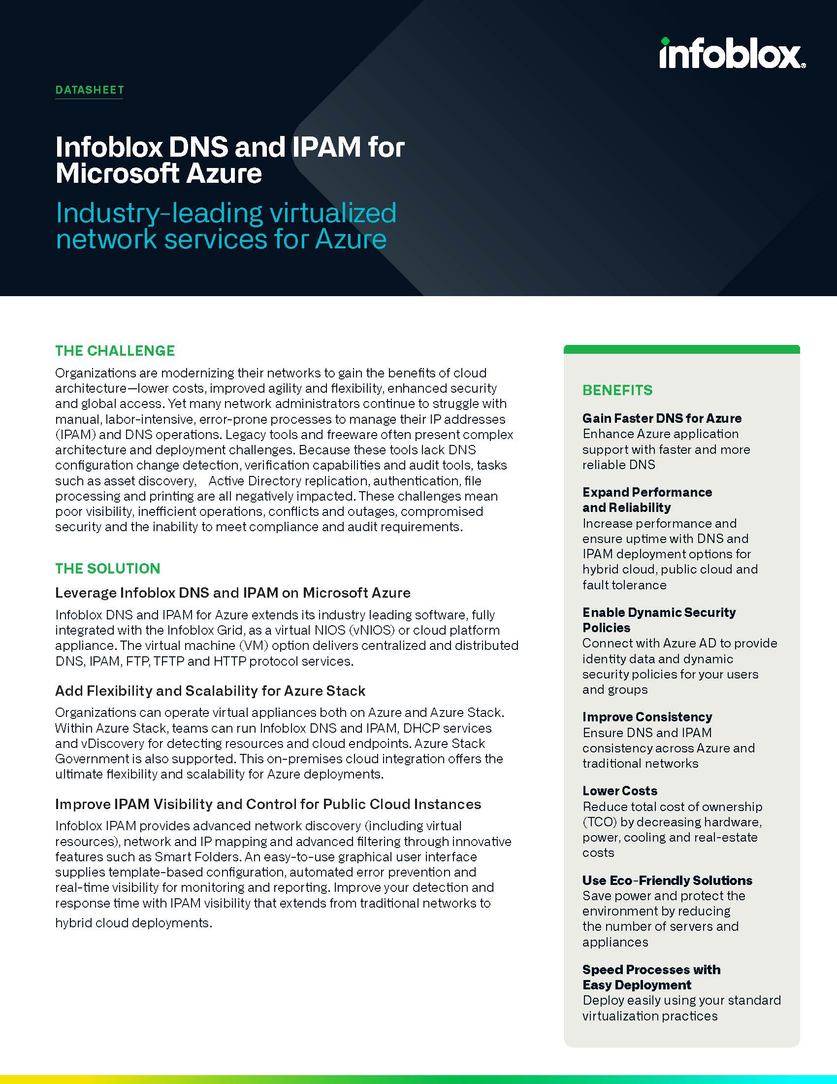 [Datasheet] Infoblox DNS and IPAM for Azure
