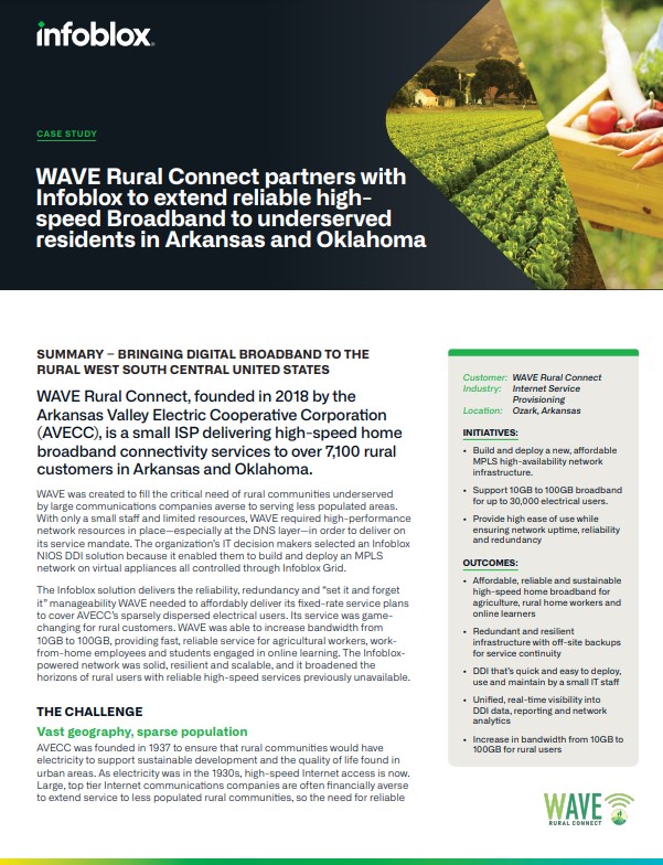 WAVE Rural Connect Partners with Infoblox to Extend Reliable High-Speed ...