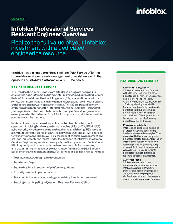 Professional Services Resident Engineer Overview | Infoblox