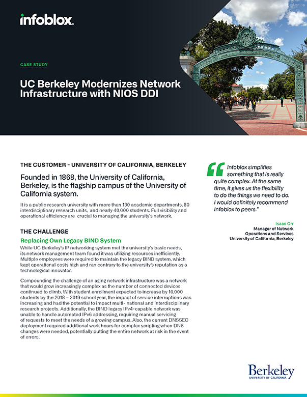 UC Berkeley Modernizes Network Infrastructure with NIOS DDI | Infoblox