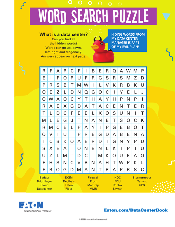 International Data Center Day word search