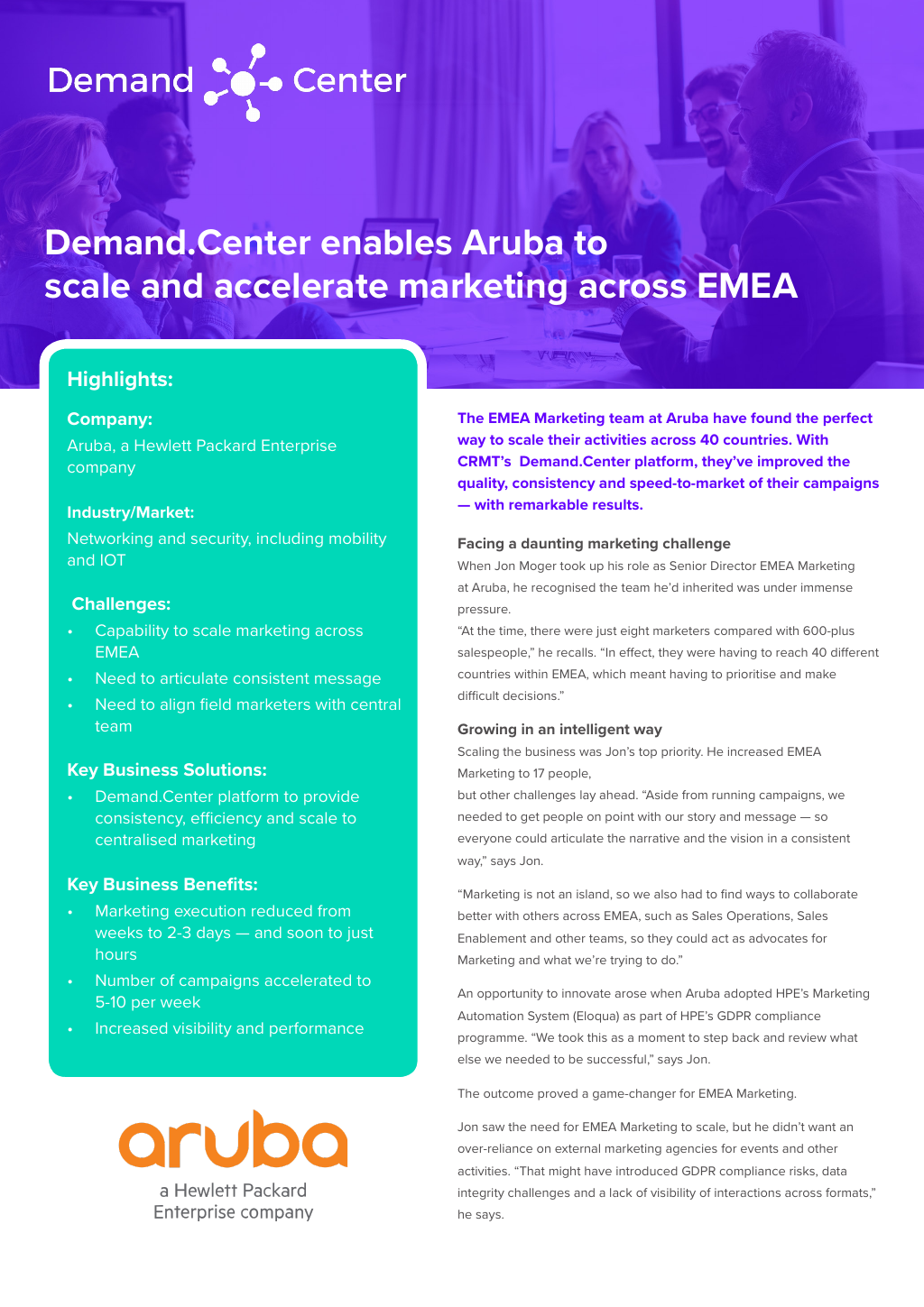 Case Study - Demand.Center enables Aruba to scale and accelerate ...