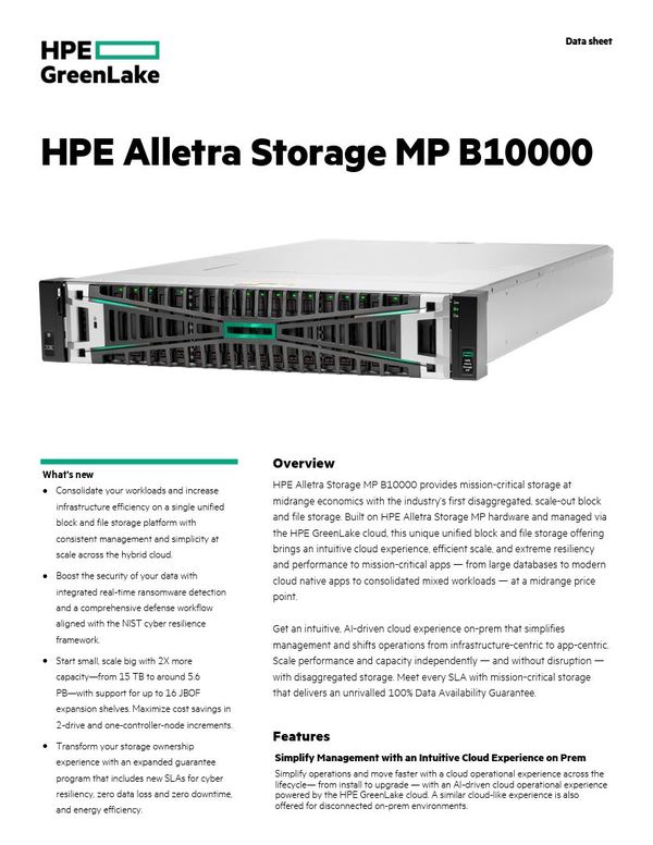 HPE Alletra Storage MP X10000 data sheet [4 min read time]