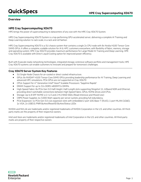 Hpe Cray Supercomputing Xd670 [26 Min Read Time]