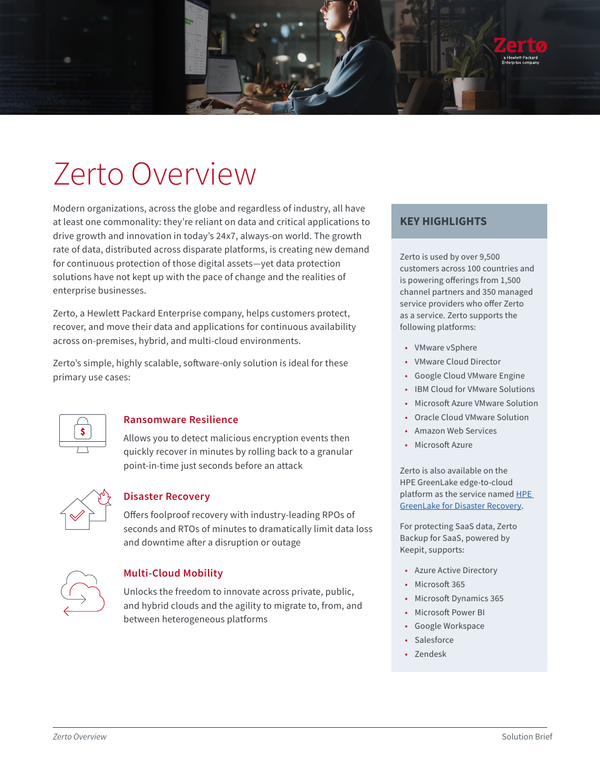 Zerto Overview [3 min read time]