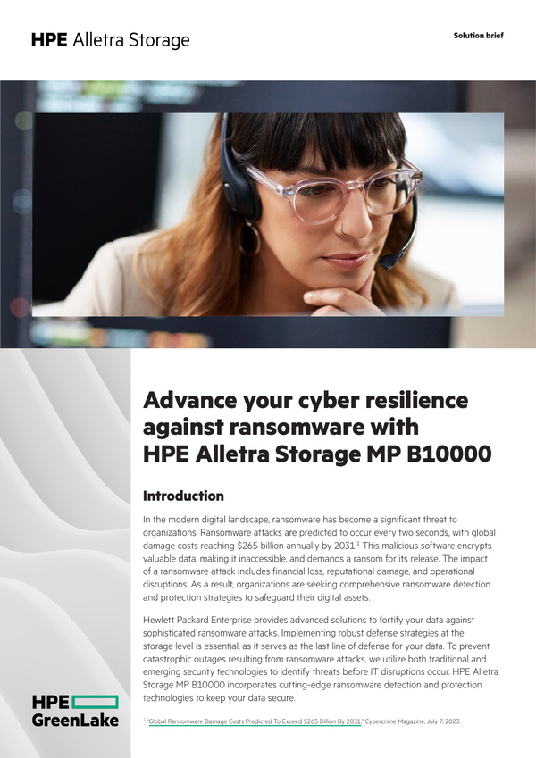 Advance your cyber resilience against ransomware with HPE Alletra Storage MP B10000 [6 min read ...