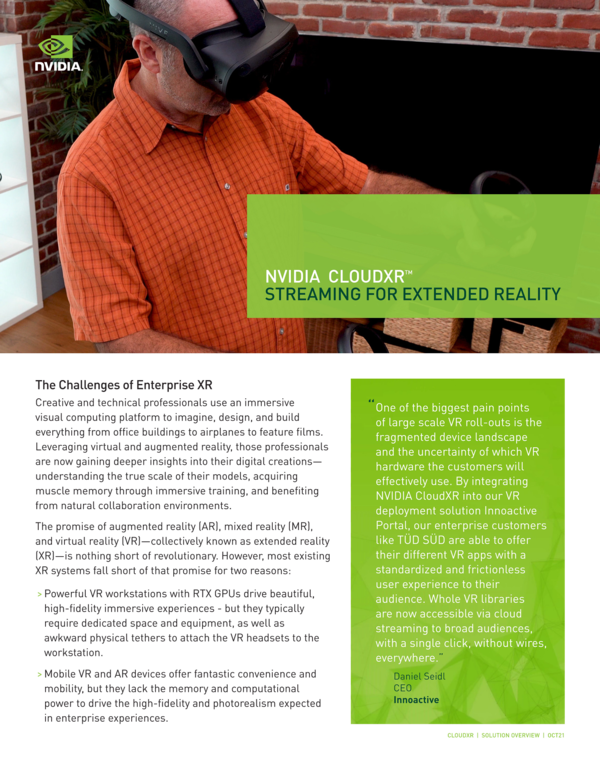 NVIDIA CloudXR: NVIDIA Partner Network Solution Overview