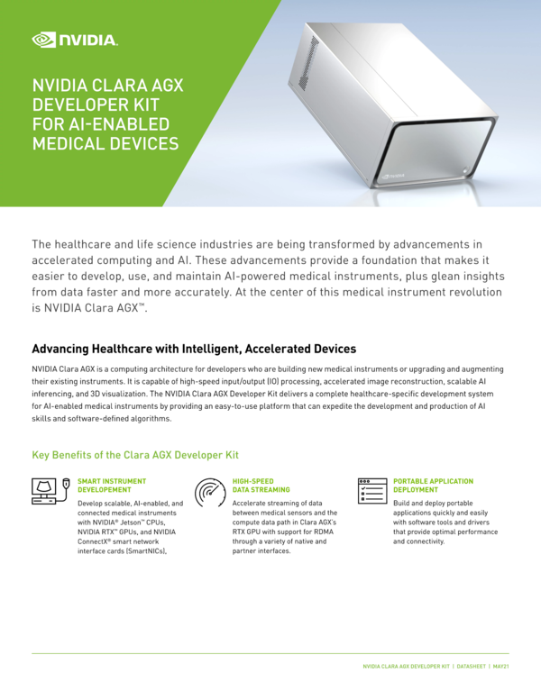 NVIDIA Clara AGX Developer Kit for AI-Enabled Medical Devices