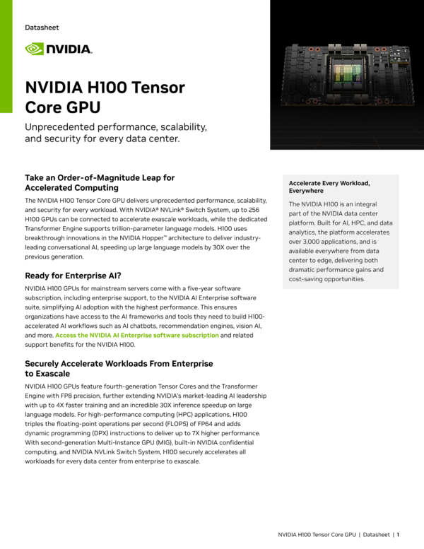 NVIDIA H100 Tensor Core GPU