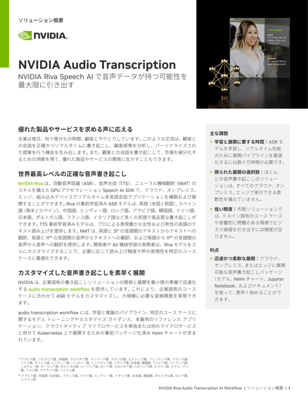 NVDIA Audio Transcription ソリューション概要