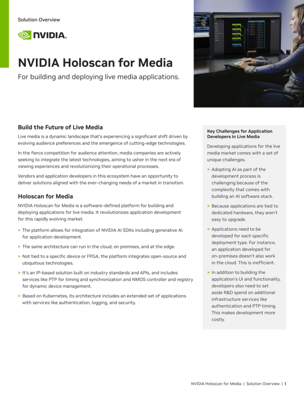 NVIDIA Holoscan for Media Solution Overview