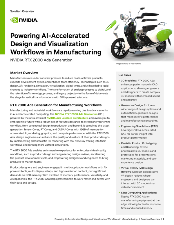 NVIDIA RTX 2000 Ada Generation for Manufacturing