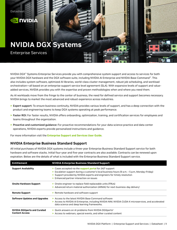 Enterprise Services for NVIDIA DGX Datasheet