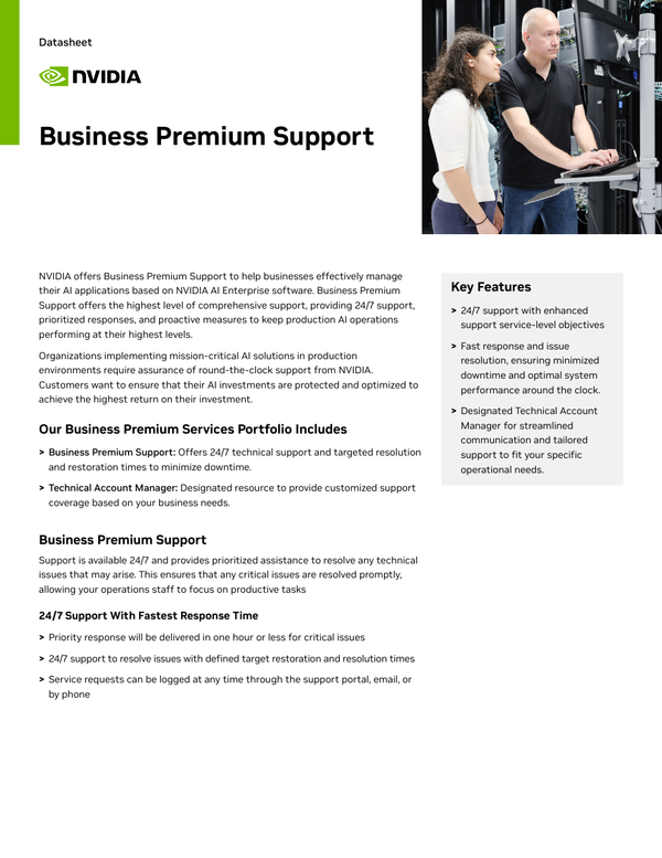 Business Premium Support For NVIDIA AI Enterprise Datasheet