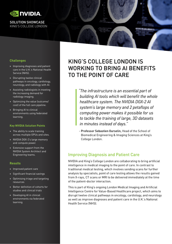 King's College London Works to Bring AI to the Point of Care