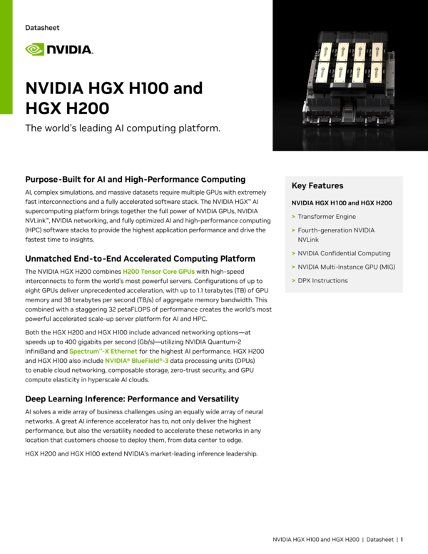 NVIDIA HGX H200 and HGX H100 Datasheet