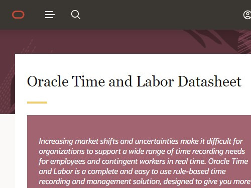 Datasheet Oracle Time And Labor Datasheet