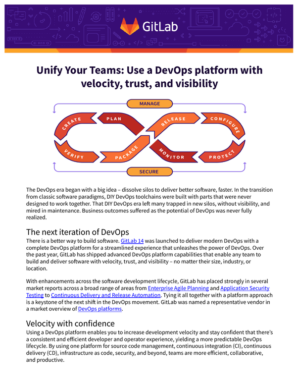 Use a DevOps platform with velocity, trust, and visibility
