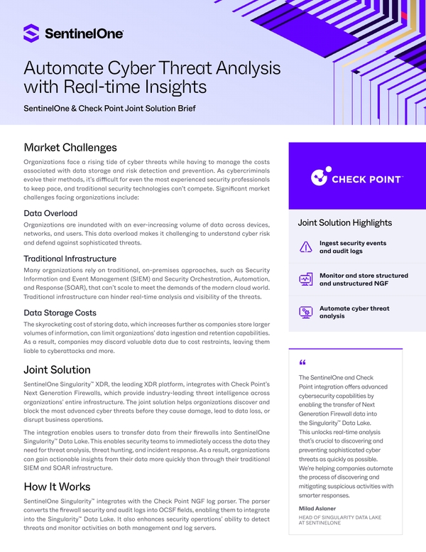 SentinelOne & Check Point Joint Solution Brief