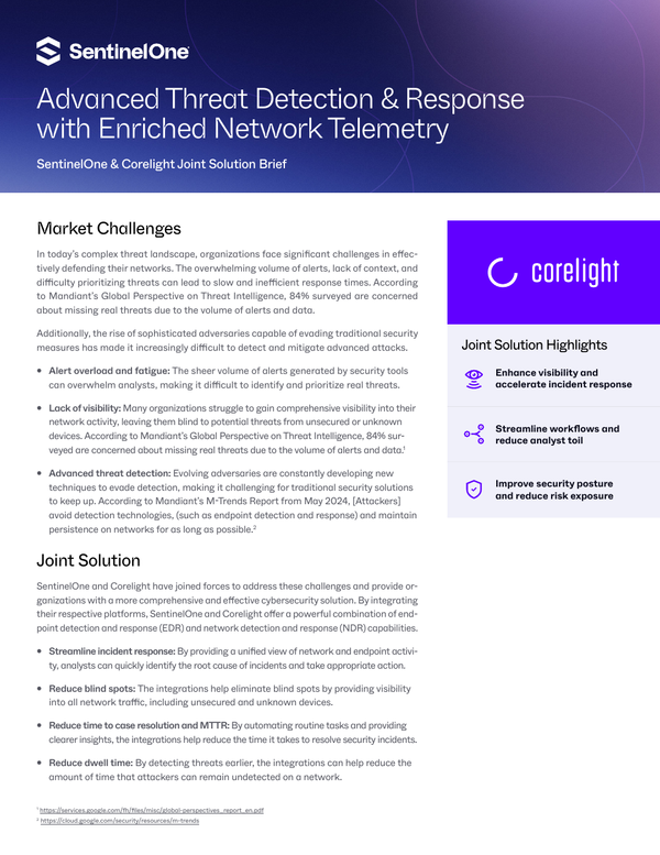 SentinelOne & Corelight Joint Solution Brief