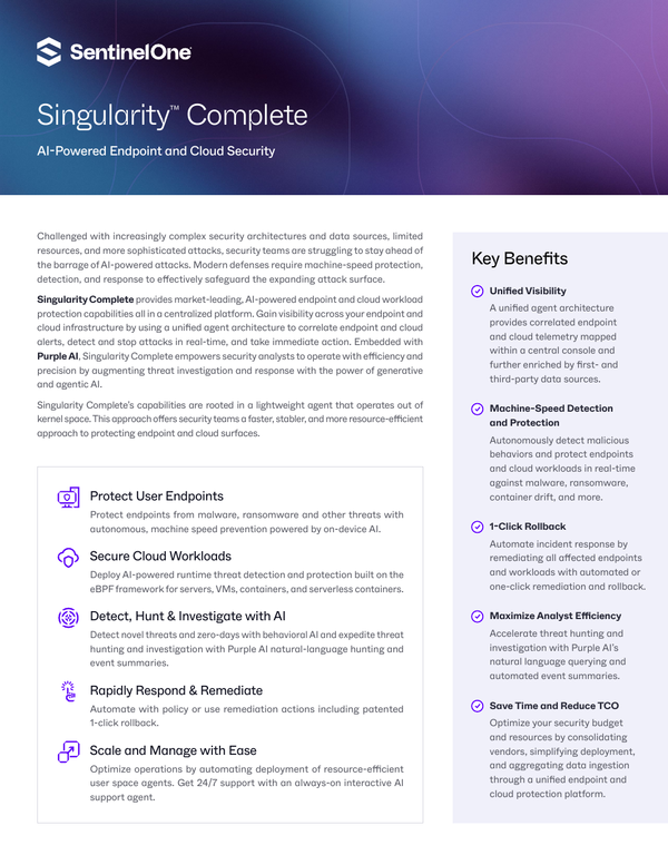 Singularity Complete: AI-Powered Endpoint and Cloud Security
