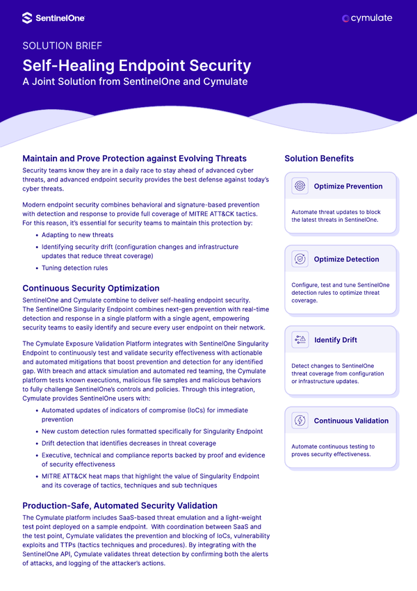 SentinelOne & Cymulate Joint Solution Brief