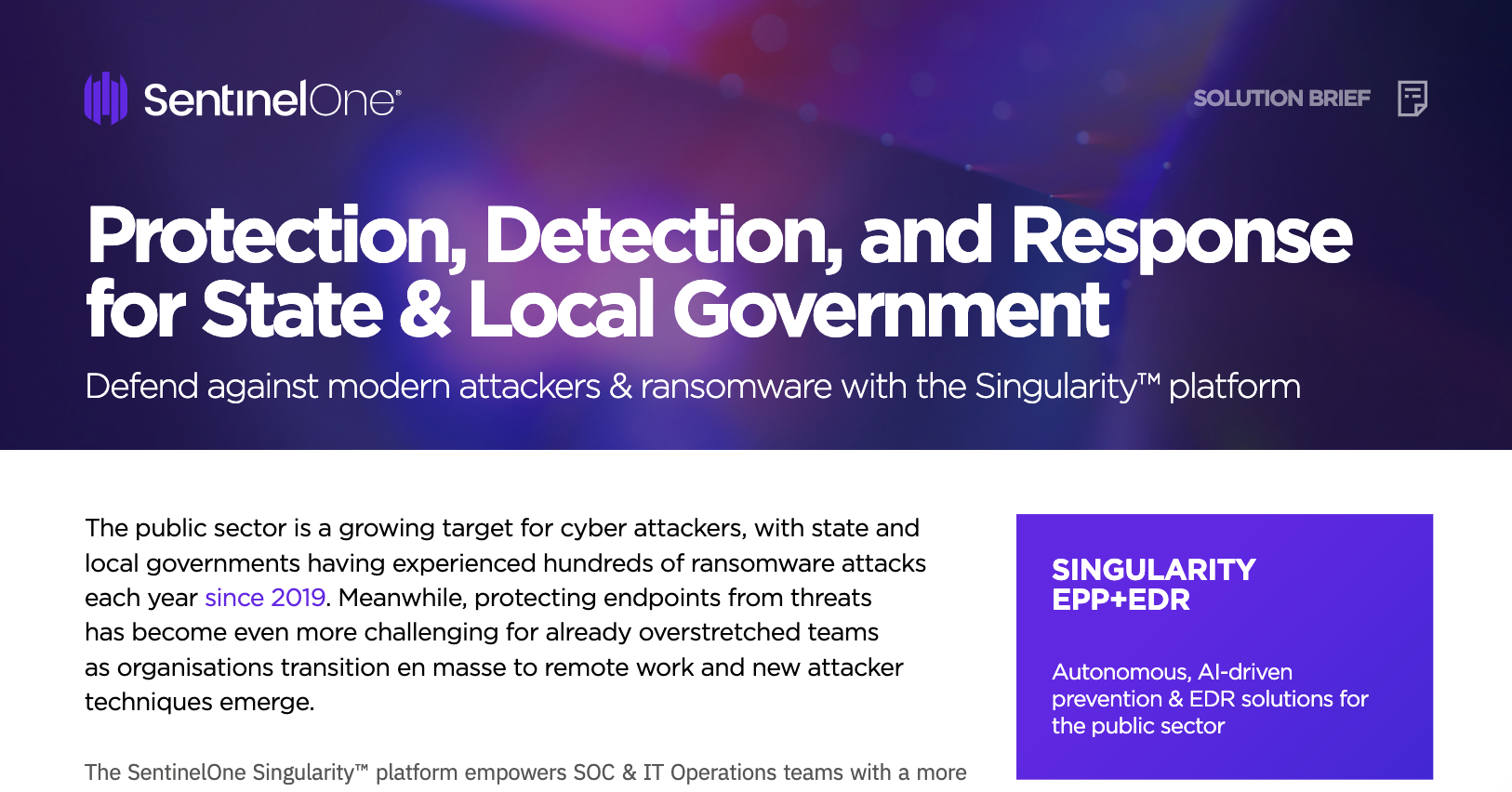 Protection, Detection, and Response for State and Local Government