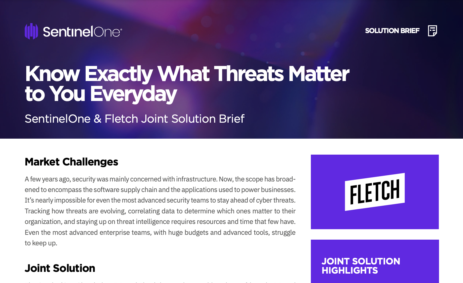 Know Exactly What Threats Matter to You Everyday - SentinelOne & Fletch Joint Solution Brief
