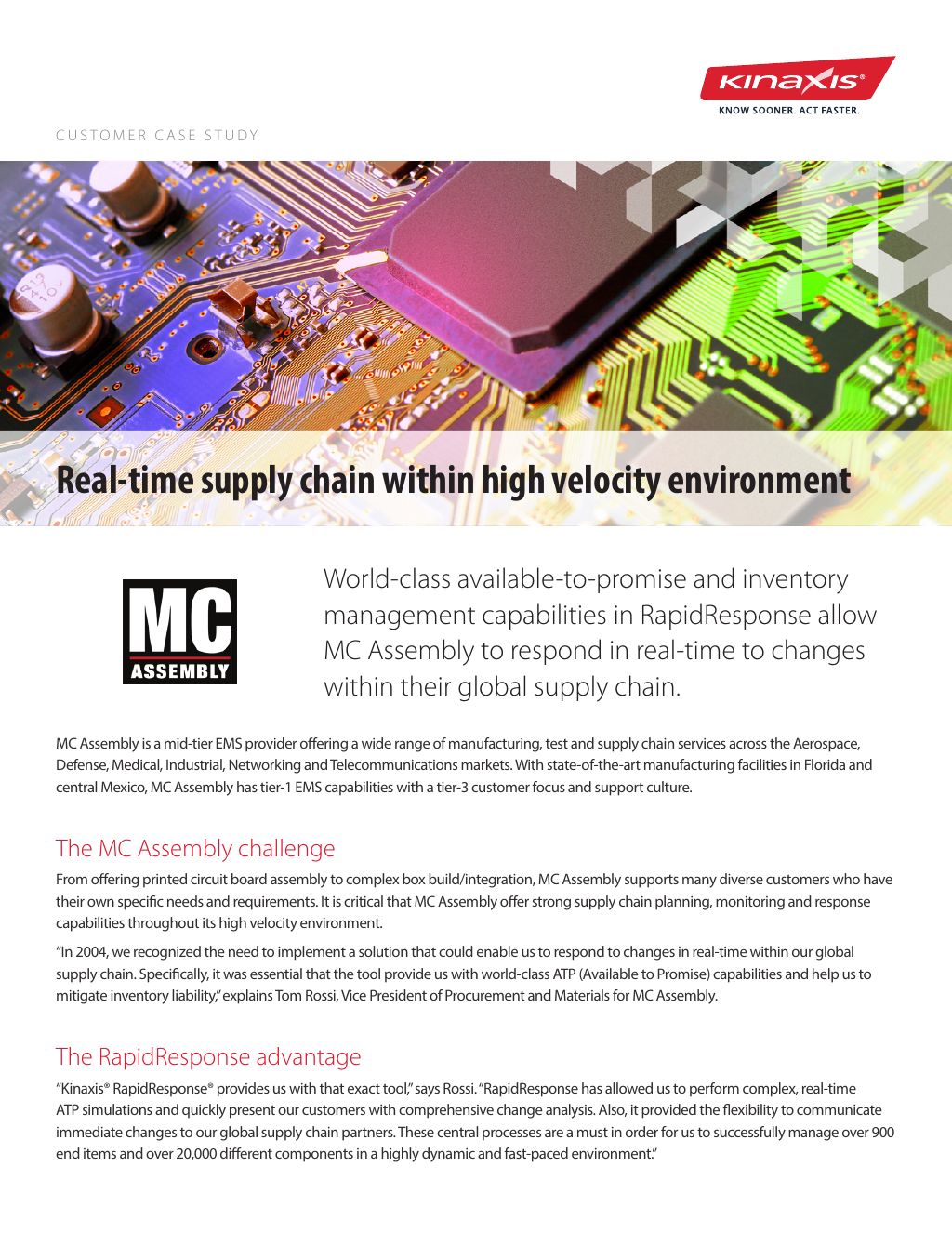 MC Assembly: Real-time supply chain within a high velocity environment