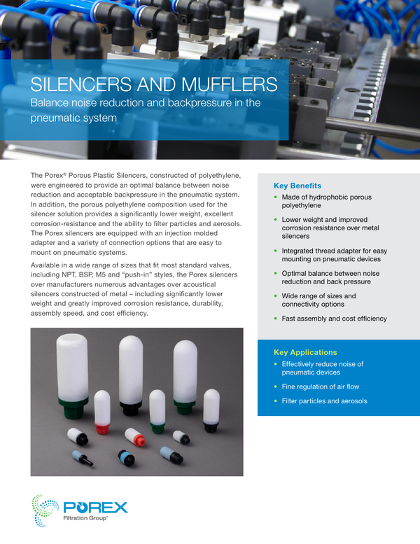 Porex Pneumatic Silencers and Mufflers Brochure