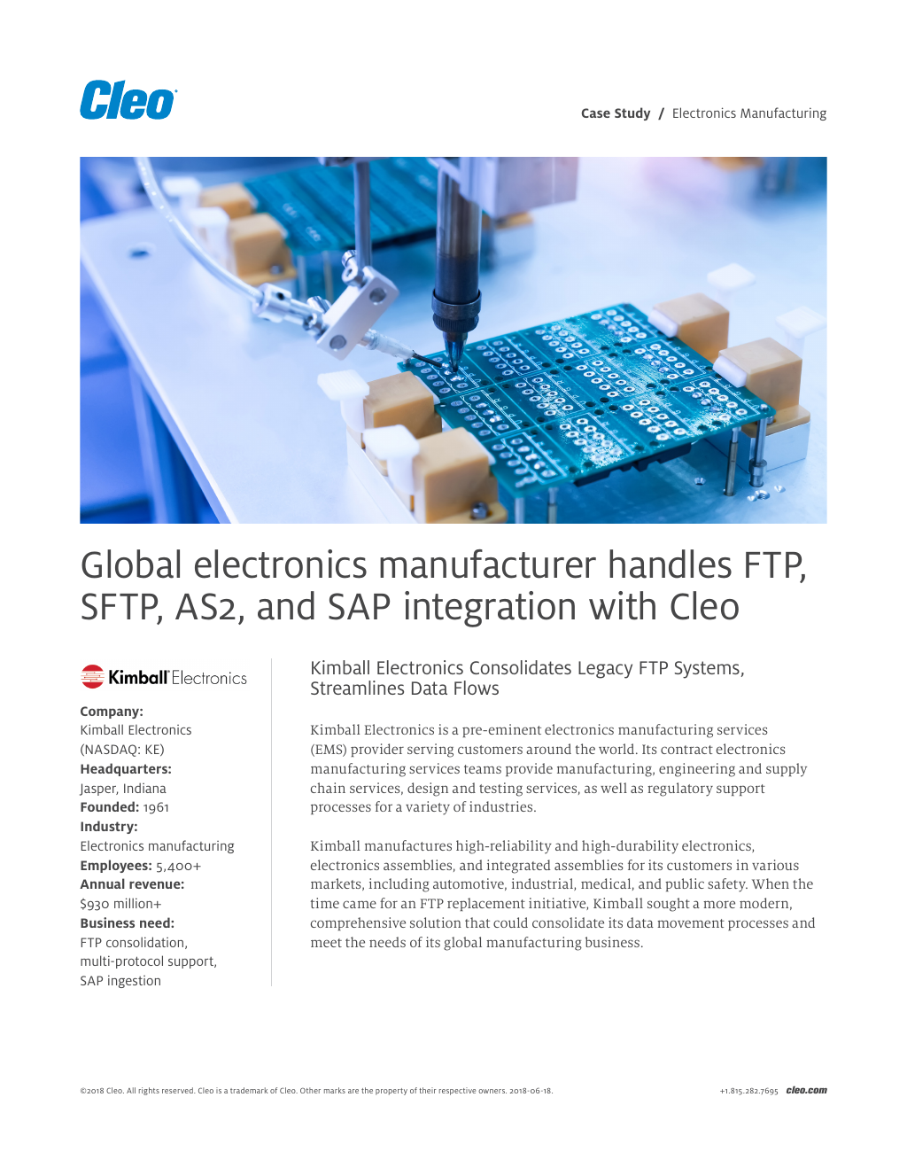 Kimball Electronics Cleo Case Study