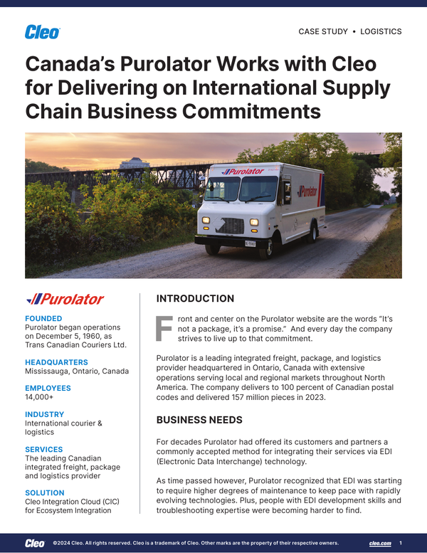 Purolator Chooses Cleo for Modern EDI Platform