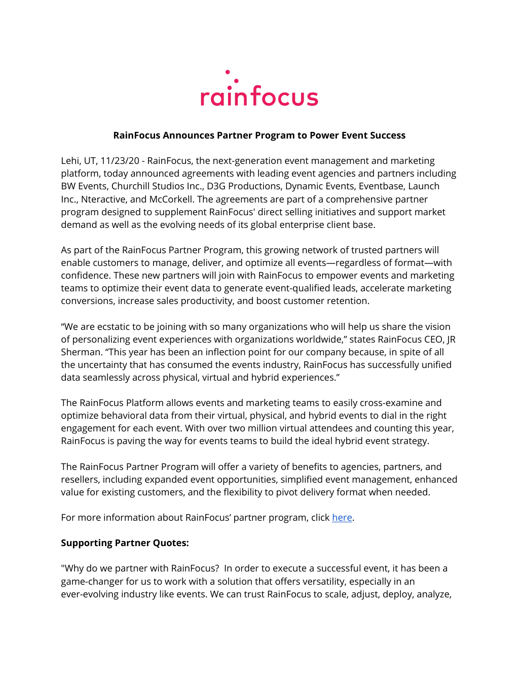 RainFocus Announces Partner Program to Power Event Success