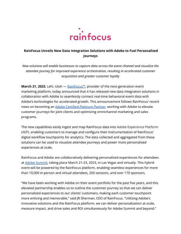 RainFocus Unveils New Data Integration Solutions With Adobe
