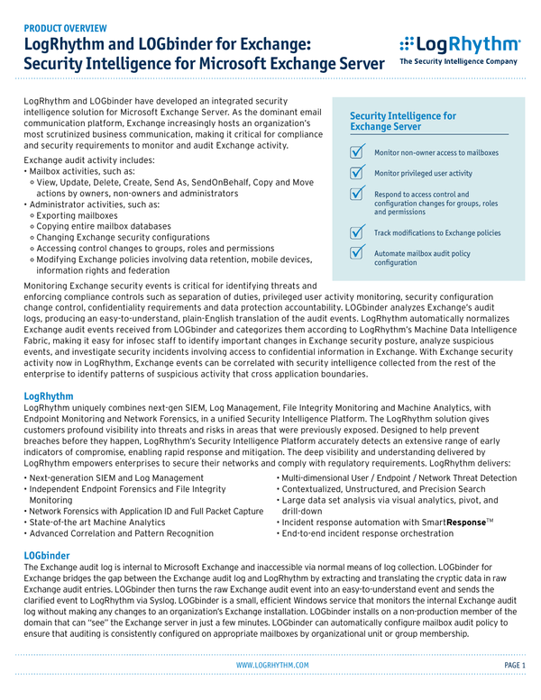 Logbinder For Exchange Joint Solution Brief